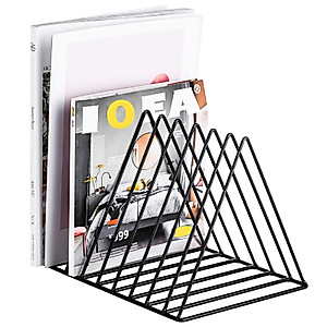 2 Pcs Magazine Holder,Desktop File Sorter Organizer Triangle Bookshelf Decor Home Office,Photography Props（Black）