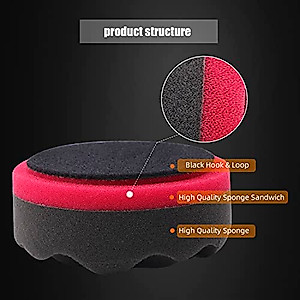 Car Wax Applicator, SPTA Car Handle Foam Applicator Pads,5Pcs 3 Inch Mix Waxing Pads Set Grip Applicator Foam Pads & Microfiber Pad Kit, Detailing Buffing Pads for Car Polishing Waxing Buffing Glaze