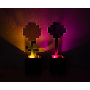 Minecraft Daisy and Allium Flower Pot Mood Lights, Set of 2 | Nightstand Table Lamp with LED Light for Bedroom, Desk, Living Room | Home Decor Room Essentials | Video Game Gifts And Collectibles