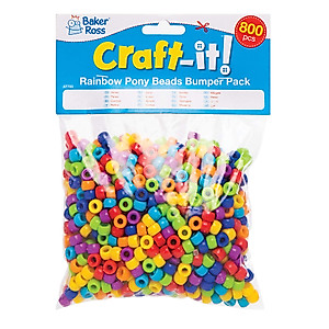 Baker Ross AT703 Pony Bead - Pack of 800, Arts and Crafts and Jewellery Making