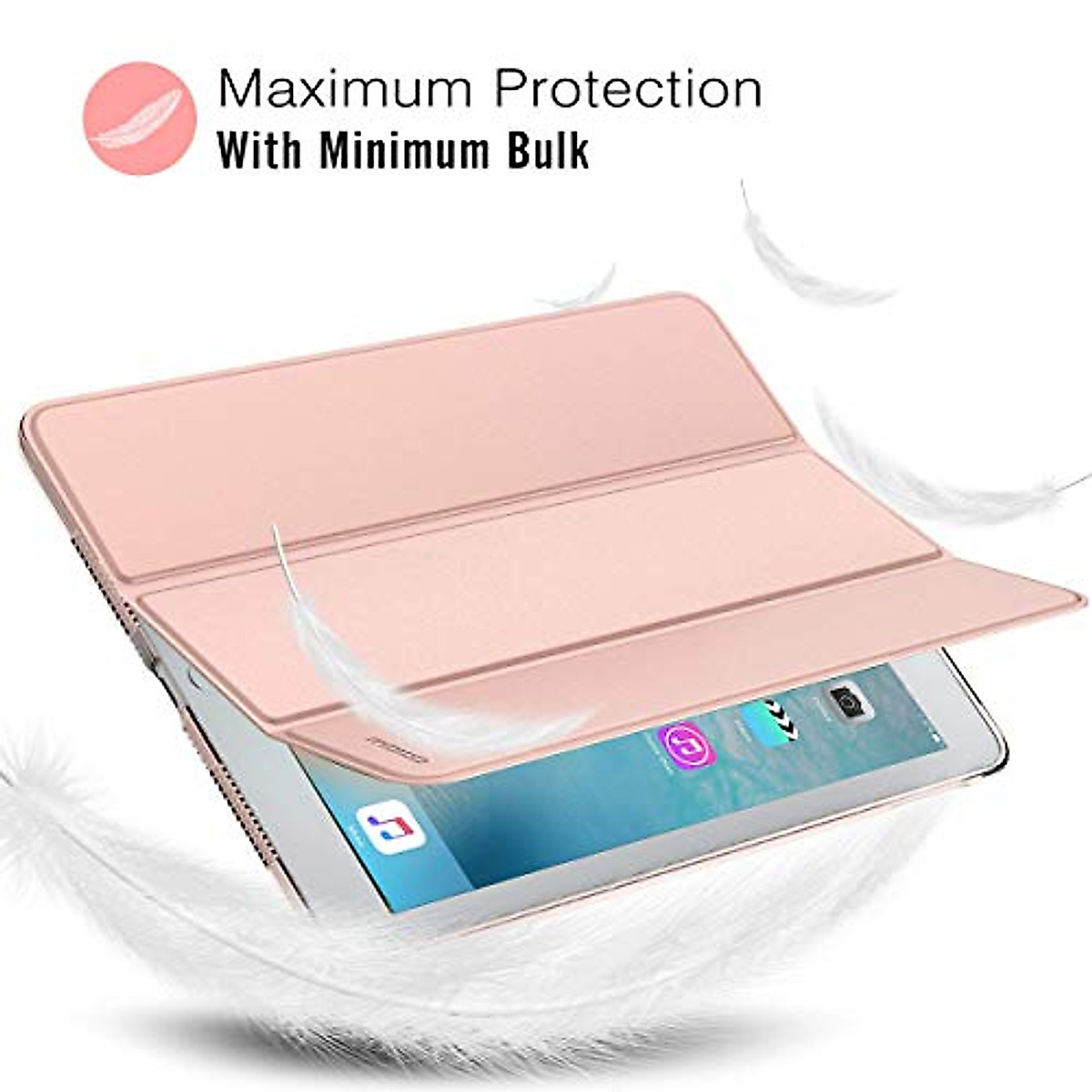 MoKo Case Fit Apple iPad Pro 9.7 Inch 2016 Release Tablet ONLY(A1673/A1674/A1675) - Slim Lightweight Smart Shell Stand Cover with Translucent Frosted Back Protector, Rose Gold (with Auto Wake/Sleep)