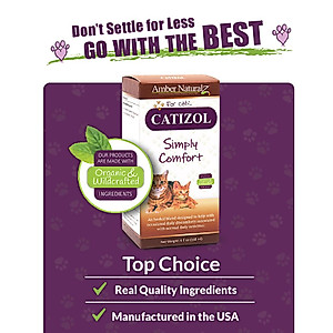 Amber NaturalZ Catizol Simply Comfort Herbal Supplement for Cats | Feline Support for Occasional Discomforts and Normal Body Temperature | 4 Fluid Ounce Glass Bottle | Manufactured in The USA