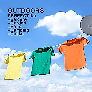 Atvobiy Retractable Clothesline Outdoor Indoor Heavy Duty Clothes Line Retracting Outdoors with Wall Mount Clothes Drying Line 49 Feet PVC Laundry Line with 24 pcs Clothespins for Drying Clothes Gray