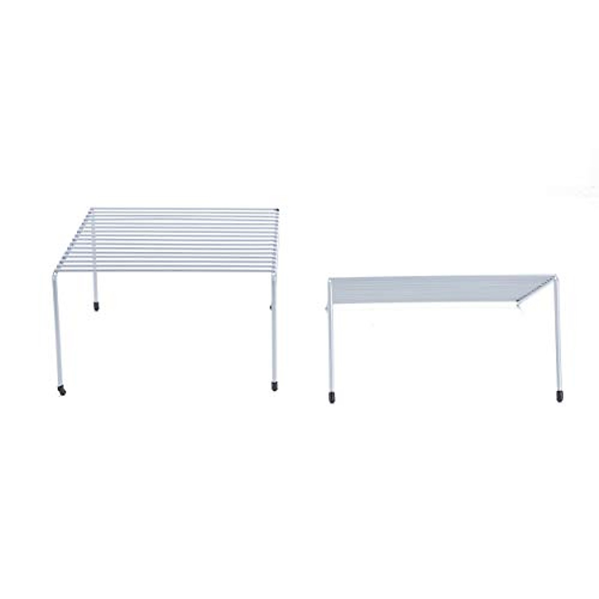 Mind Reader Expandable Counter and Cabinet Shelf, Kitchen Pantry Rack, Multi-Purpose Storage and Organization, for Bedroom, Bathroom, Silver, 10.5" L x 11.5" W x 5.75" H