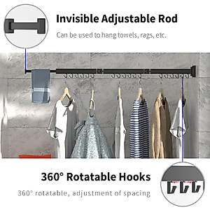 BESTHLS Wall Mounted Portable Clothes Drying Rack with Space Saver Clothes Hangers Design Universal for Balcony Mudroom Bedroom Kitchen Foldable Laundry Rack (3-Pole Black)