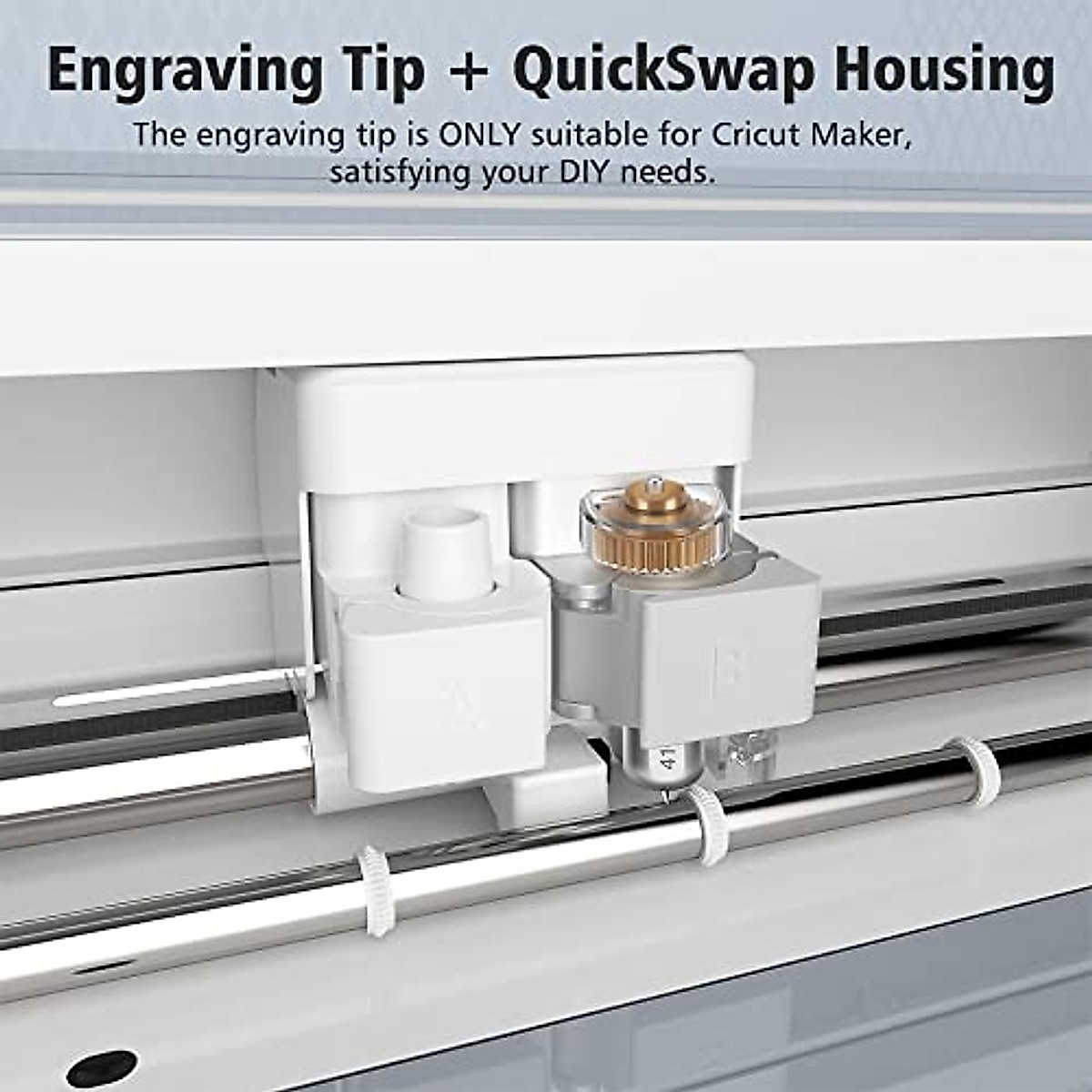 Engraving Tip and QuickSwap Housing, Replacement Premium Carbide Steel Engraving Tip + QuickSwap Housing, Perfect Engraving Tool, Silver