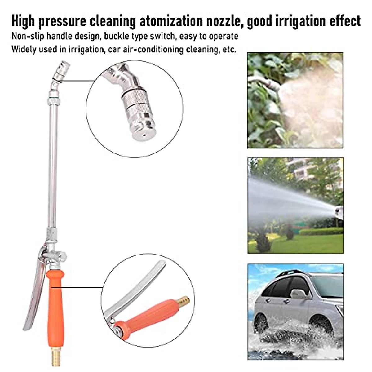 Tomotato High Pressure Power Washer Wand Stainless Steel Watering Wand Sprayer Portable Garden Hose Spray Gun Adjustable Hand Sprayer for Car Lawn