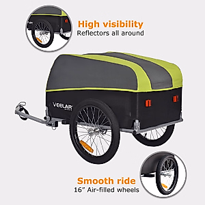 Veelar Sports Cargo Bike Trailer, Utility Cargo Luggage Cart, Green/Black