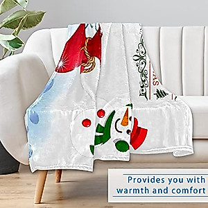 Merry Christmas Prints Soft Warm Cozy Blanket Throw for Bed Couch Sofa Picnic Camping Beach, 150×100cm