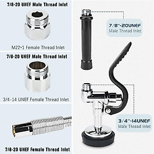 Spray Valve with 45” Commercial Sink Sprayer Hose and Pre Rinse Hose Spring, Pre Rinse Sprayer with Flexible Stainless Steel Hose & Spring Assembly for Commercial Kitchen Faucets (Black)