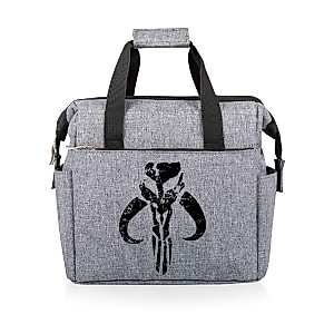PICNIC TIME Star Wars Mandalorian Mythosaur Skull On The Go Lunch Bag, Soft Cooler Lunch Box, Insulated Lunch Bag, (Heathered Gray) 10 x 6 x 10.5