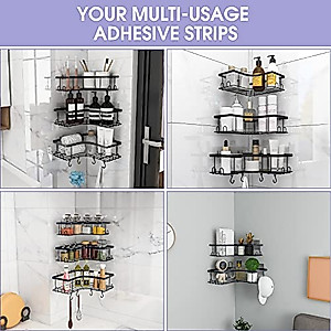 Vmiya 5 Pack Shower Caddy Adhesive Replacement Shower Adhesive Strips Shower Caddy Shelf