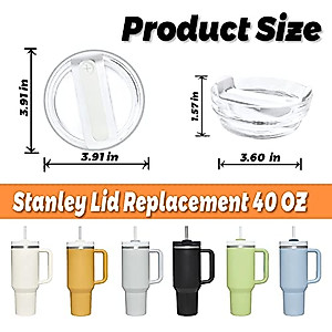 EXQUILEG 40 OZ Tumbler Lids Fit for Stanley Cup, Replacement Lids Fit for Stanley Adventure Quencher Travel Tumbler 40 OZ, Clear Spill Proof Tumbler Cover for Stanley Cup Accessories (2 Pack, White)