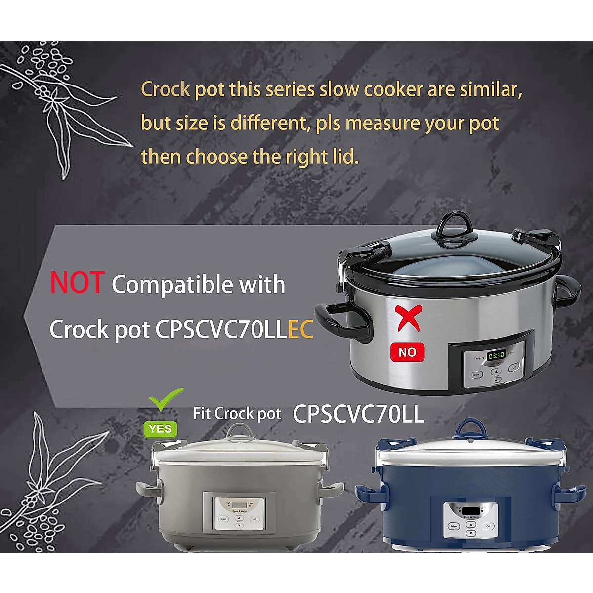 7 QT Slow Cooker Oval Glass Lid