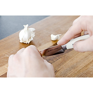 DURA LIVING 3.5-Inch Paring Knife – Ultra-Sharp German High Carbon Stainless Steel, Full Tang, Ergonomic Handle, Multipurpose Kitchen Knife for Chopping, Slicing, and Dicing, Cream