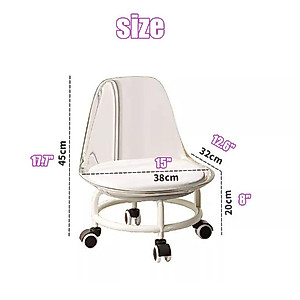 360° Swivel Chair Low Stool Rolling Stool with Backrest Low Height Roller Stool with Universal Swivel Caster Wheels for Home Office, Adult, Kids Chair (Brown)