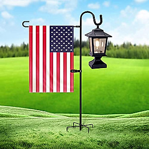 2 Pack Garden Flag Holder Stand with Shepherd Hooks, 47 inches Yard Garden Flag Holder with Anti-Wind Clip, Shepherd Hooks with Flag Holder Yard Flag Pole Holder for Flag, Yard Lights, Plants