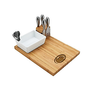 Picnic at Ascot NCAA Penn State Nittany Lions Officially Licensed Bamboo Cheese/Charcuterie Board with knife Set & cheese Markers