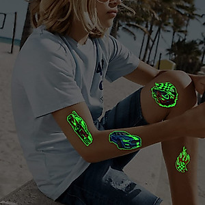 CHARLENT Luminous Race Car Tattoos for Kids - 24 Sheets Glow in The Dark RaceCar Temporary Tattoos for Boys Birthday Party Favors Goodie Bag Fillers