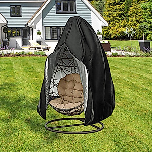 Patio Hanging Chair Cover, 420D Suspension Egg Chair Cover 91 inch for Outdoor Wicker Double Egg Swing Chair, Black Waterproof Egg Chair (Double Seat 91 x 79 inch)