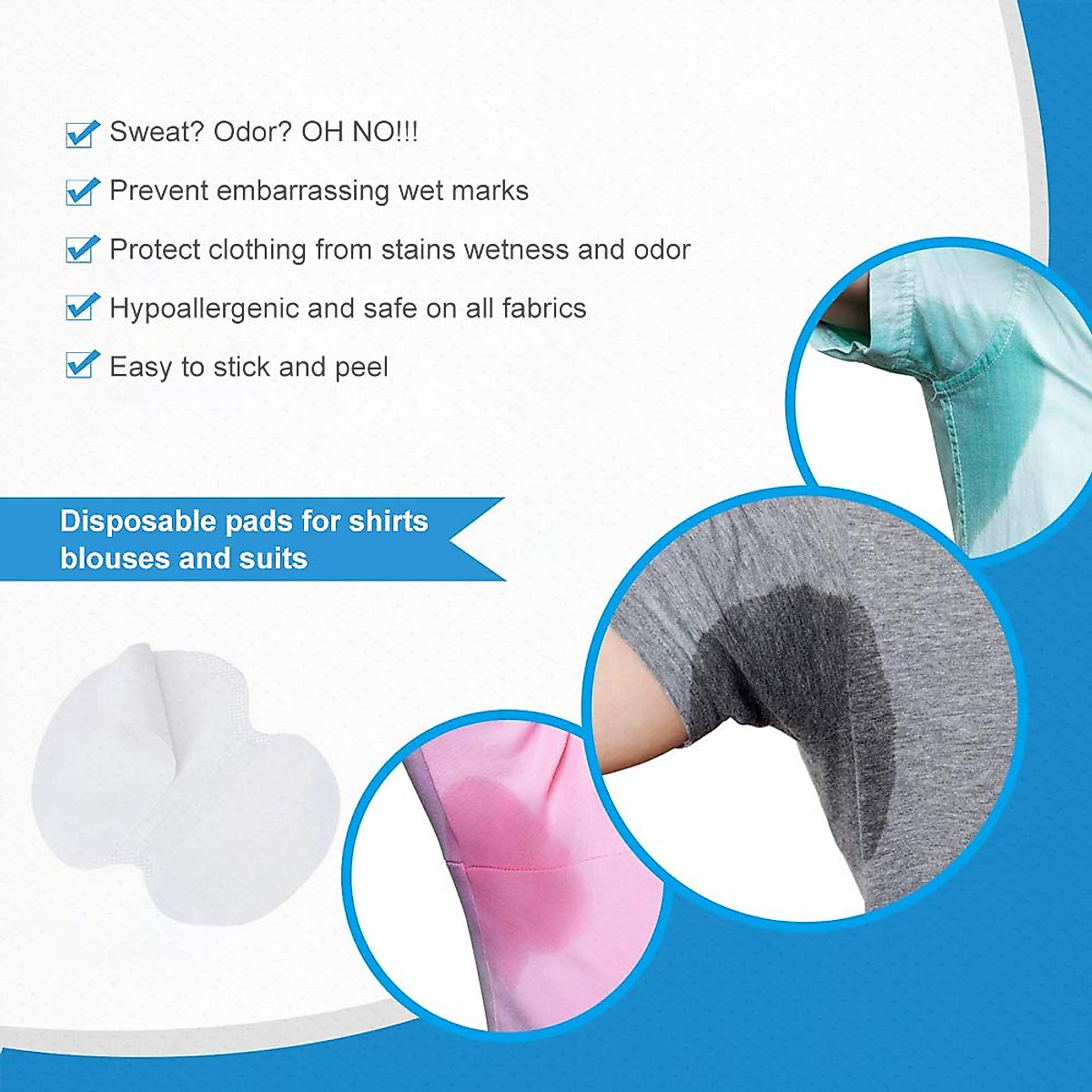 Underarm Sweat Pads, Armpit Sweat Pads for Women and Men 【100 Packs】,Premium Sweat Shield Fight Hyperhidrosis,Disposable Underarm Pads for Sweating Women,Comfortable Unflavored, Non Visible