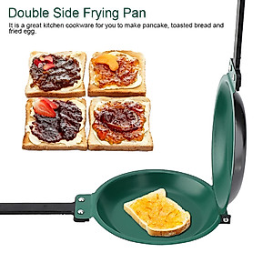 Double Sided Frying Pan, Non Stick Flip Folding Frying Pan Double Sided Ceramic Coated Frying Pan Non Stick Pan Heat Evenly On Both Sides for Pancakes Toasts Omelettes