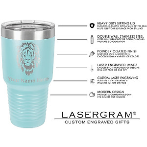 30oz Vacuum Insulated Tumbler Mug, Hammerhead Shark, Personalized Engraving Included (Light Blue)