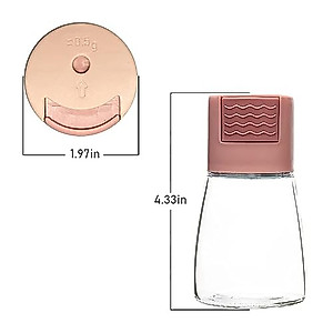 Salt and Pepper Shakers Precise Quantitative Push Type, Glass Metered Salt Dispenser, Measuring Salt and Pepper Shakers, Salt Healthy Intake Suitable for Home Cooking-2pcsF
