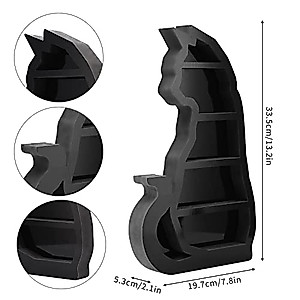 Alapaste Upgrade Moon Shelf Cat Design,Black Cat Wooden Crystal Shelf Display,Cat Shelves Crystal Holder for Stones Display,Moon Phase Wall Decor,Gothic Home Decor