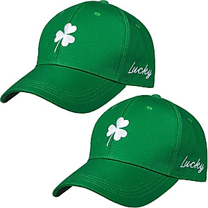 2 Pieces St. Patrick's Day Hat Shamrock Baseball Cap Accessories Adjustable Clover Caps for Men and Women (Clover Style)