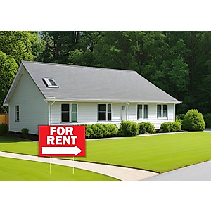 Double Sided Plastic Home for Rent sign - Set of 3 Pieces 12x8 Inch - Yard Sign with Tall Stands for Rentals Home Car Apartment Stores Business - Lawn Signs with Stakes and Garage Sale Sign