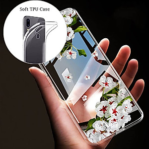 KJYFOANI for Infinix GT 10 Pro Case with [360° Rotation Ring Kickstand], Anti-Scratch Silicone Phone Case for Infinix GT 10 Pro, Shockproof Cover for Women/Girl, Transparent (6.67") - Pear Blossom