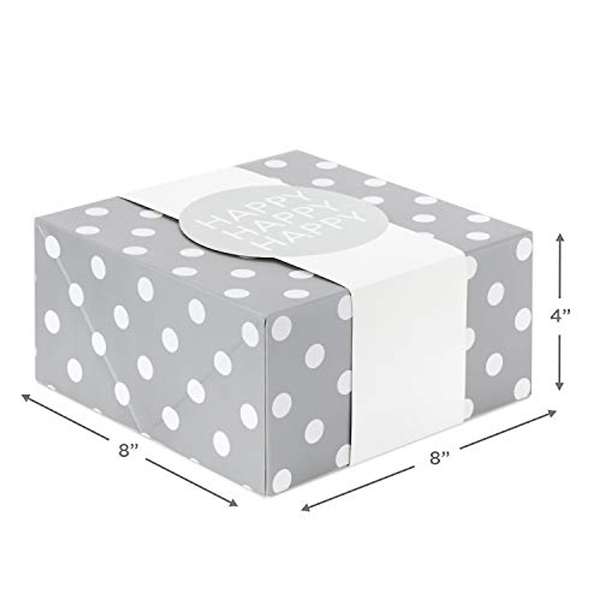Hallmark 8" Medium Gift Box Set with Wrap Bands (Pack of 2: Silver and White, Happy) for Christmas, Hanukkah, Weddings, Valentine's Day, Birthdays