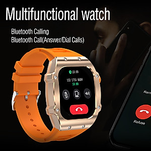 Smart Watch (Dial/Call) Outdoor Sports Watch for Men Waterproof Smartwatches 1.91 Super Large HD Touch Screen Heart Rate and Sleep Monitor Bluetooth Call for iOS Android Phone，55 Orange