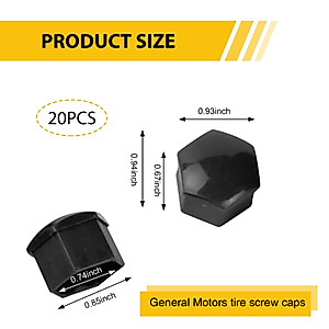 UGSHY 20 PCS Car Hub Protective Cap, 0.75"/19mm Plastic Nylon Anti-Rust Dustproof Tire Screw Cap with Extraction Clip, Anti-Theft Bolt Lug Nut Cover, Universal Decoration Accessories for Cars (Black)