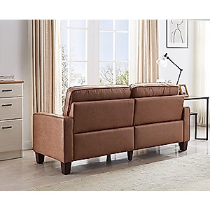 MODERION Loveseat Sofa, 70” L Couch with Solid Wood Frame, Living Room Couches with Technology Fabric, Easy Assembly 2-seat Sofa for Bedroom,Office,Small Space Yellowish Brown TSF21202LT