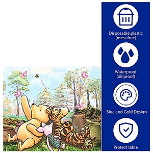 CORODER 3PCS Winnie Party Tablecloth Baby Shower Table Cover Party Supplies for Boys Girls Newborn Birthday Decorations