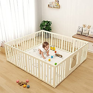BanaSuper Baby Playpen Large 14-Panel Playard with Play Mat Safe Indoor Baby Fence for Toddlers Sturdy Kids Activity Center with Gate 78.7" x 70.9" x 26.4" 38.7 sq.ft