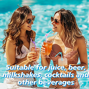 Disposable Plastic Drinking Straws - MAQIHAN 100PCS Flexible Drinking Straws Long Plastic Straws Bendable Colorful Drinking Straws for Juice Drinks