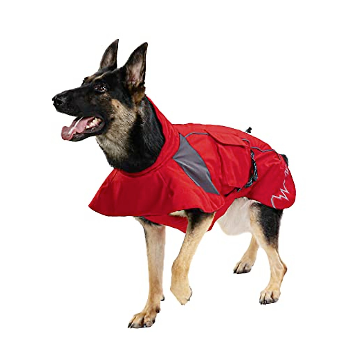 Wantdo Large Dog Padded Rain Jacket Waterproof Warm Winter Jacket Refletive Size 23 Red