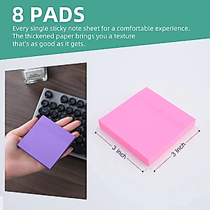 Sticky Notes 3x3 in Sticky Note , Sticky Pads Bulk Self-Stick Note Pads, 8 Pads Posted Notes Bright Colorful 100 Sheet/Pad