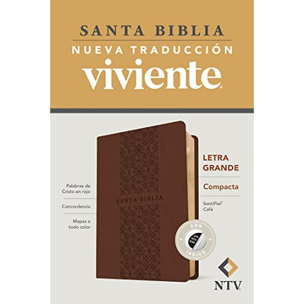 Santa Biblia NTV, Edición compacta, letra grande (SentiPiel, Café, Índice, Letra Roja) (Spanish Edition)