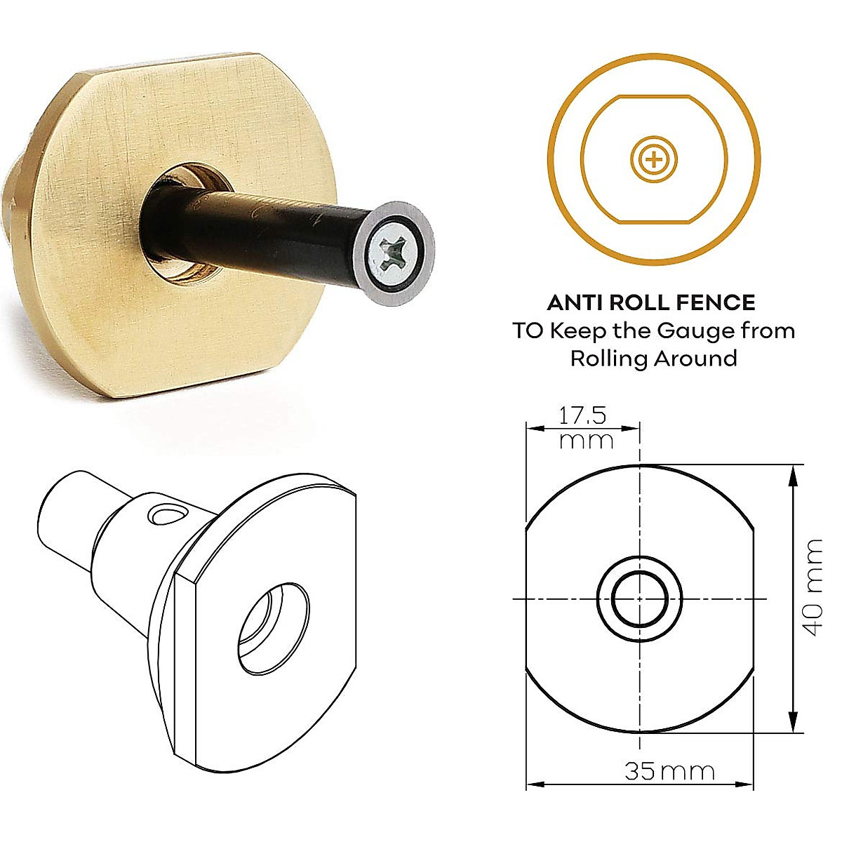 Wheel Marking Gauge Kit - 2 Extra Cutter Wheels, Roll Stop Head, Micro Adjuster, Metric Imperial Ruler, 7'' Brass Marker Tool for Woodwork