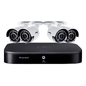 Lorex 4K Security Camera System, Ultra HD Indoor/Outdoor Analog Wired Bullet Cameras with Motion Detection Surveillance, Color Night Vision and Active Deterrence, 2TB 8 Channel DVR, 4 Cameras