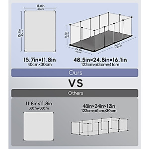 FunHola Small Animal Playpen, Guinea Pig Cages with Waterproof Mat, 12 Panels Pet Playpen for Hamsters, Hedgehog, Indoor Outdoor Plastic Fence, 48.5 x 24.8 x 16.1 inches