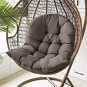 Hanging Basket Hanging Egg Chair Cushions,Indoor/Outdoor Swing Chair Cushion,Waterproof Soft Comfy Hammock Chair Seat Pads Back Cushion,Basket Chair Cushion for Patio Garden (Dark Grey)