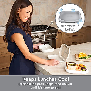 Bentgo® Kids Chill Leak-Proof Lunch Box - Included Reusable Ice Pack Keeps Food Cold; 4-Compartment Bento Lunch Container; Microwave & Dishwasher Safe; 2 Year Manufacturer Warranty (Gray)