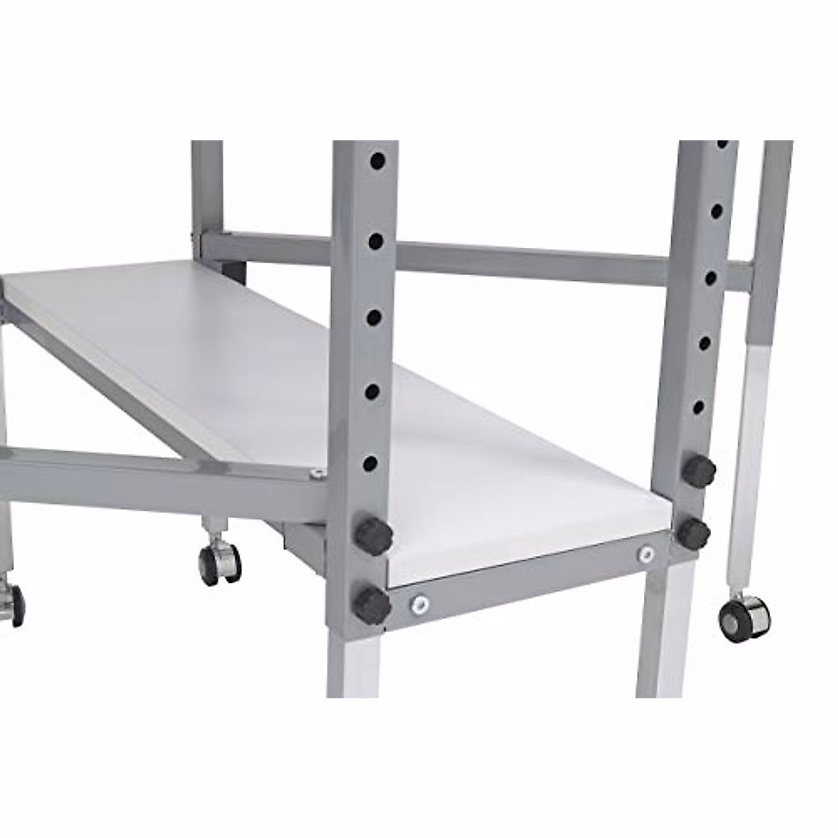 Sew Ready Foldable Hobby and Cutting Grid Table - 58.75" W x 36.5" D White Arts and Crafts Table with Grid Top and Silver Storage Drawers