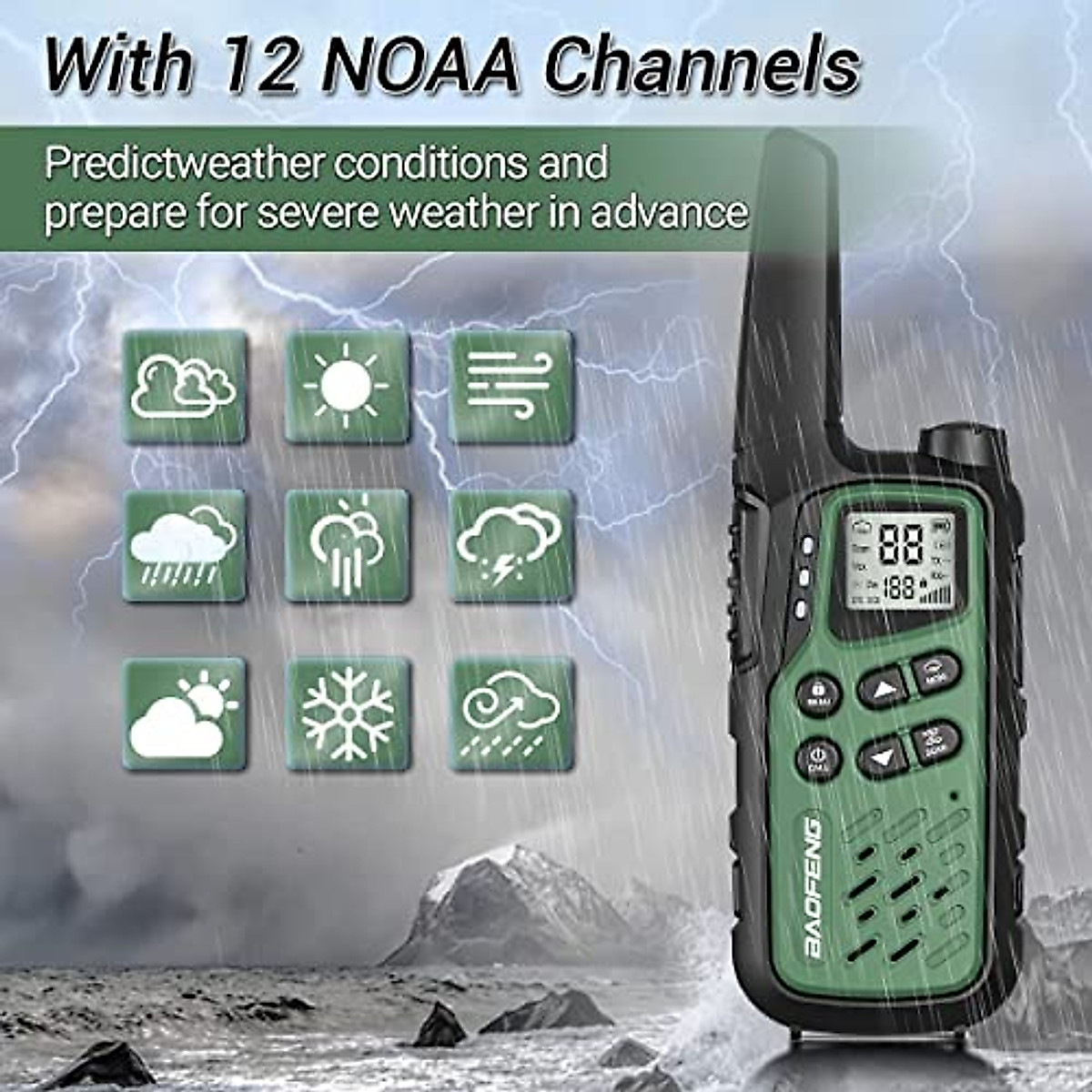 Baofeng MP25 Walkie Talkies Long Range for Adults 22 Channel FRS Walky Talky Rechargeable Handheld Two Way Radios with Flashlight(Not Include Battery)