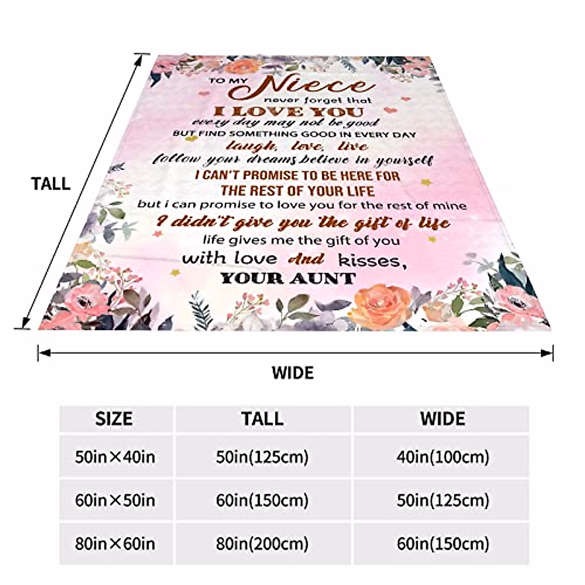 RIEDIOVS Niece Gifts Blanket-to My Niece Blanket-Birthday Gift for Niece from Aunt-Gifts for Niece Beautiful 60" x 50" Throw Blanket -1